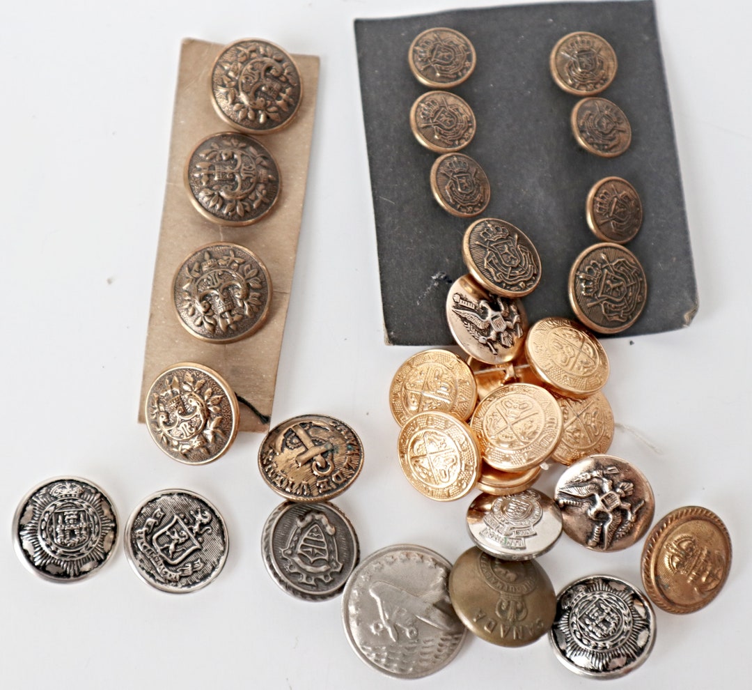 30 Vintage Military Buttons Metal Shank Airplane Anchor Royal Canadian ...