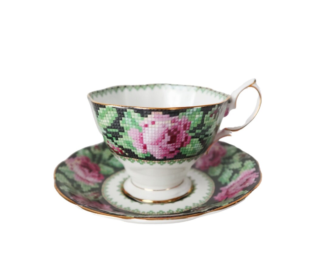 Vintage Royal Albert Tea Cup and Saucer Needle Point Teacup High Tea - Etsy