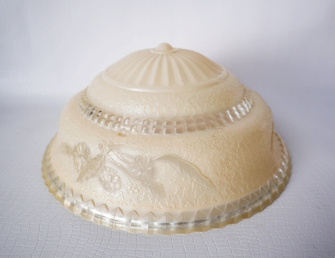 Vintage Ceiling Lamp Shade Beige Embossed Design 1950's Light Fixture ...