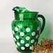 Vintage Fire King Large Forest Green White Dots Pitcher With Ice ...
