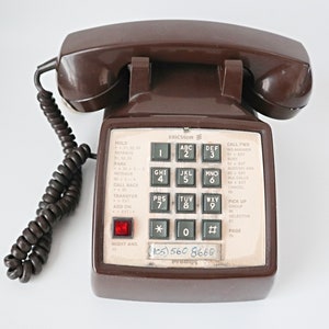 Vintage Brown Push Button Desk Phone Retro Touch Tone Telephone - Etsy