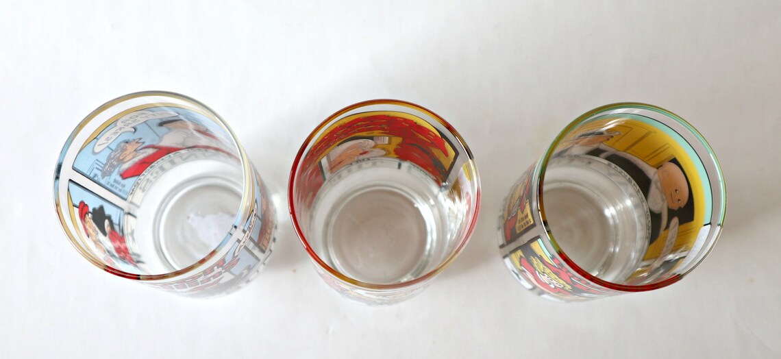 3 Vintage Sunday Funnies Promo Glasses Drinking Glass Orphan - Etsy