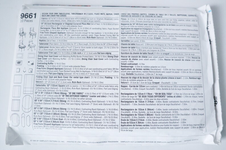 Simplicity 9661 Sewing Pattern Table Accessories Design Your Own Easy ...