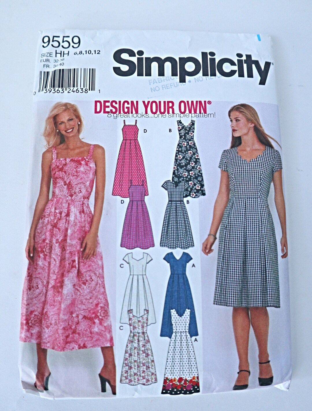 Simplicity 9559 Sewing Pattern Misses Dress Sleeveless Short Sleeve ...