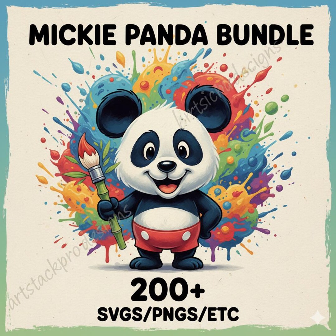 Mickey Panda SVG Bundle Cute Cartoon Panda Mouse Clipart Cricut ...