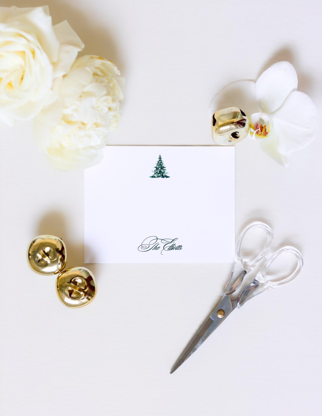 Personalized Christmas Tree Stationery Set | Custom Family Name Flat ...