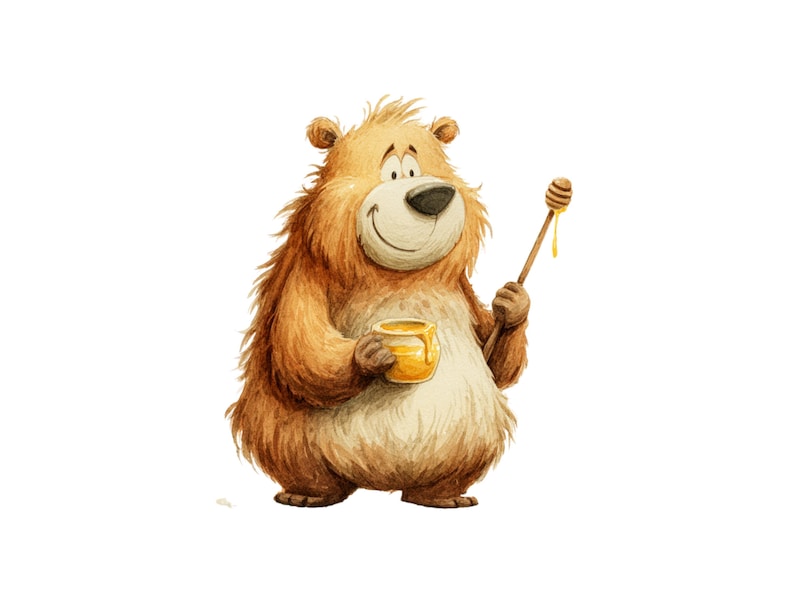 Bear Clipart Collection: Whimsical Bears and Honey Pots (10 PNG) - Etsy