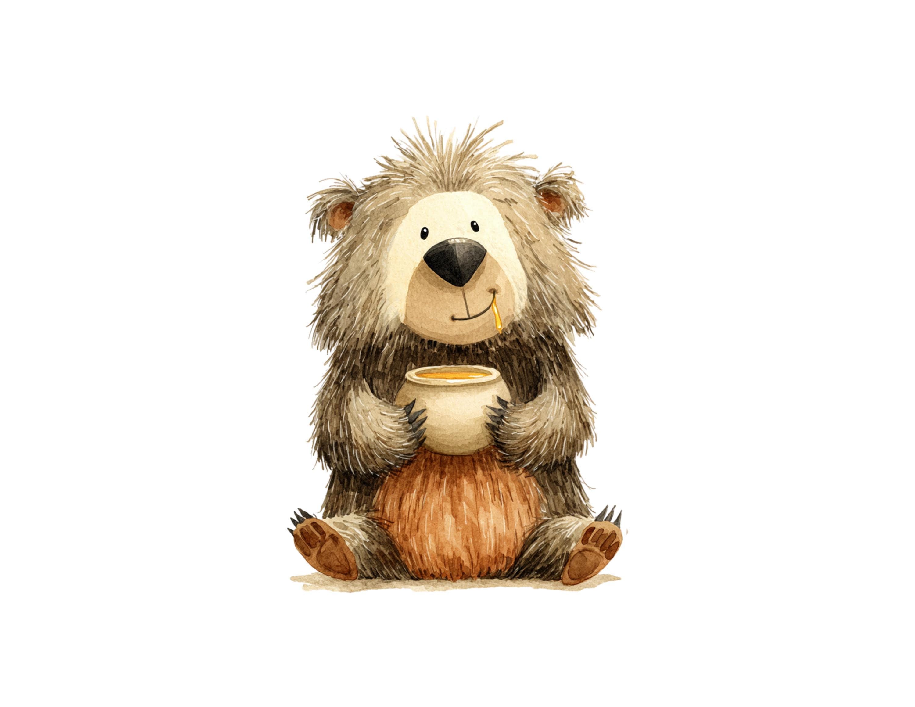 Bear Clipart Collection: Whimsical Bears and Honey Pots (10 PNG) - Etsy