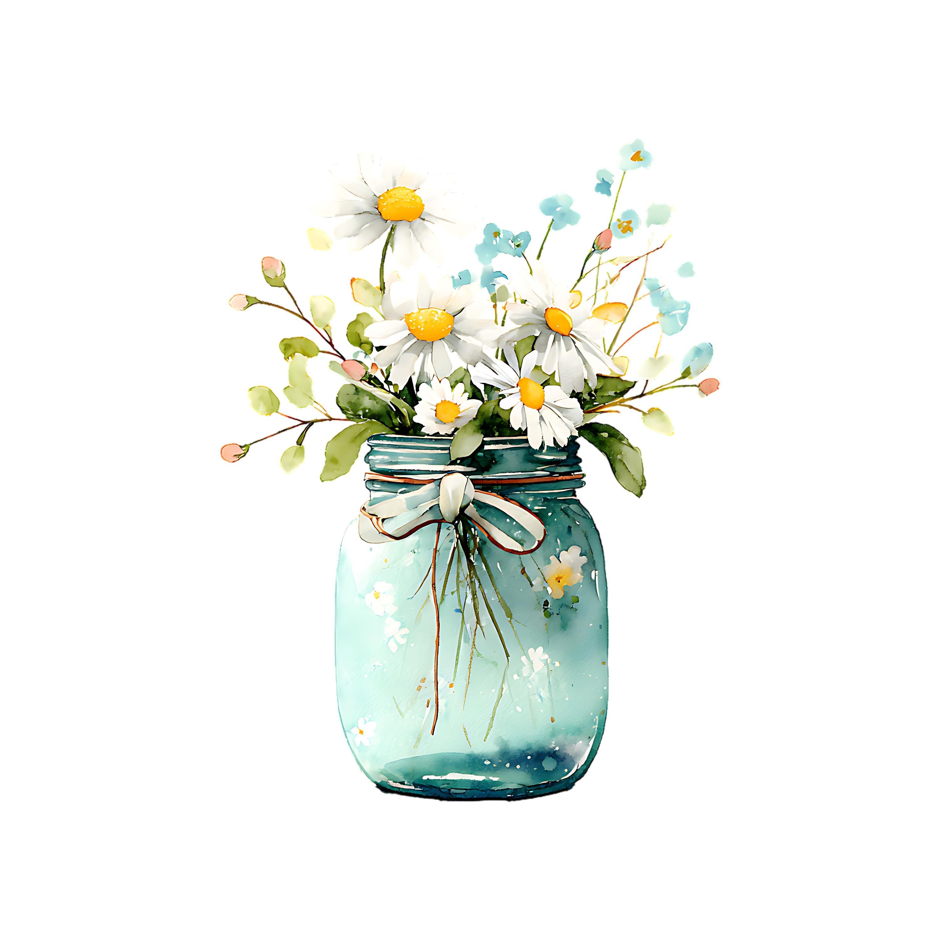 Mason Jar Clipart - 16 Flower Designs for Crafts - Etsy