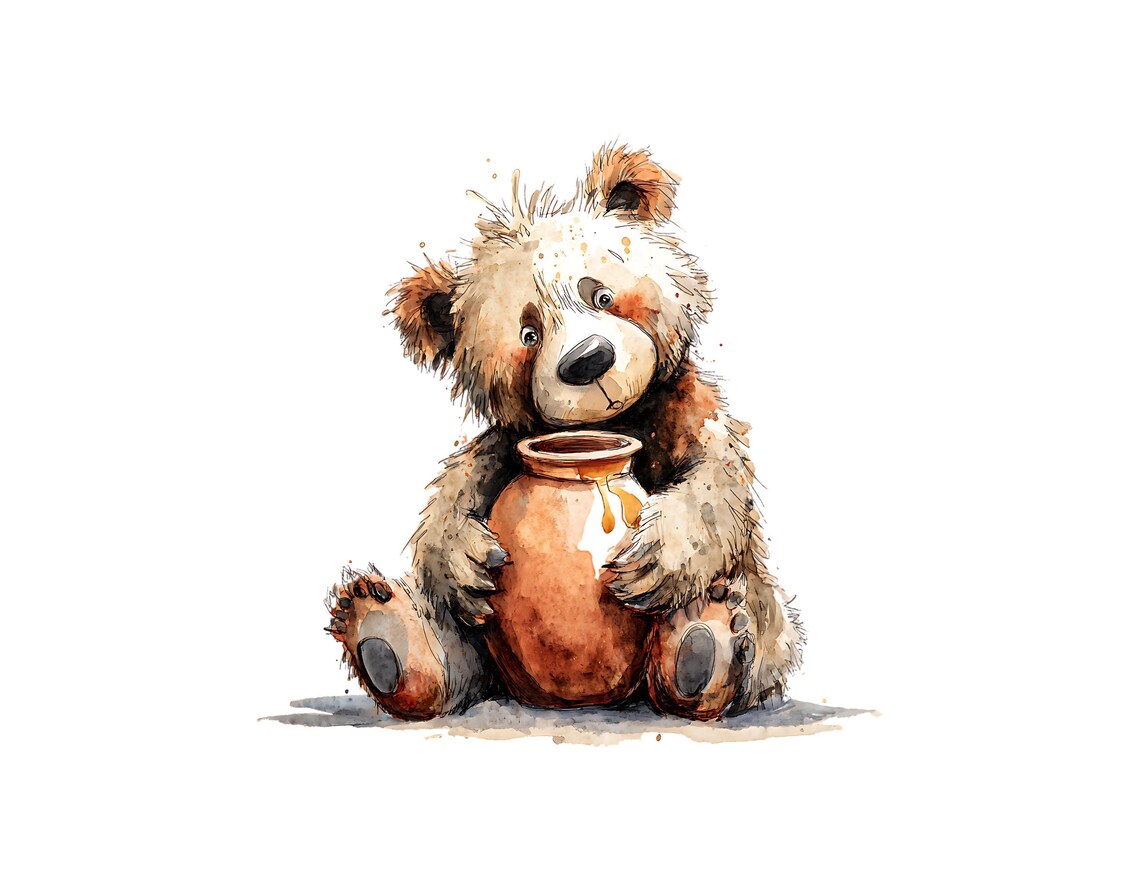 Bear Clipart Collection: Whimsical Bears and Honey Pots (10 PNG) - Etsy
