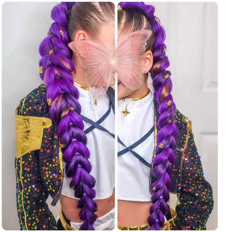 Rumi Huntrix Purple Braided Wig – K-pop Demon Hunter Cosplay Wig, Long ...