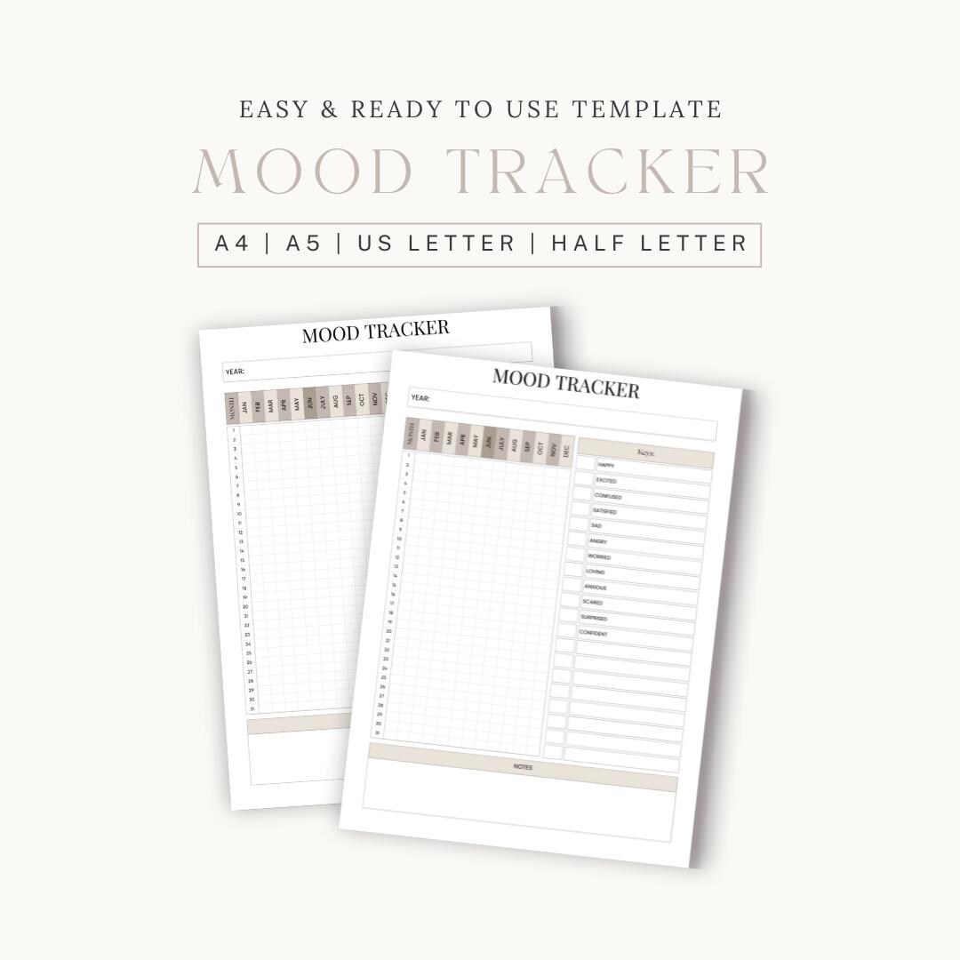Mood Tracking Calendar | A Year in Pixels | Daily Mood Journal ...