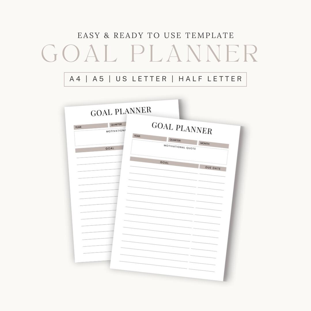 Printable Goal Planner Template, Goal Setting Workbook Template ...