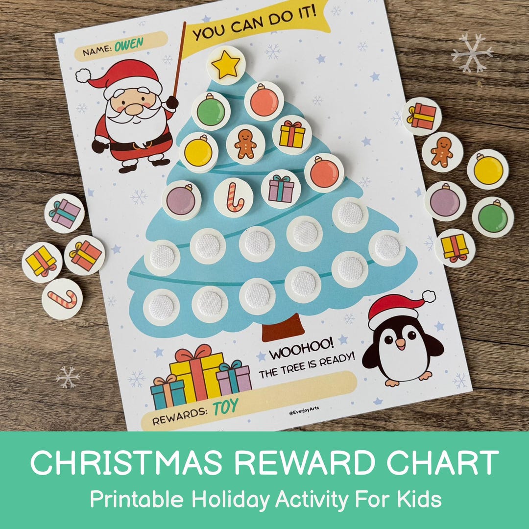 Christmas Reward Chart for Kids | Santa Elf Behavior Board (PDF) - Etsy