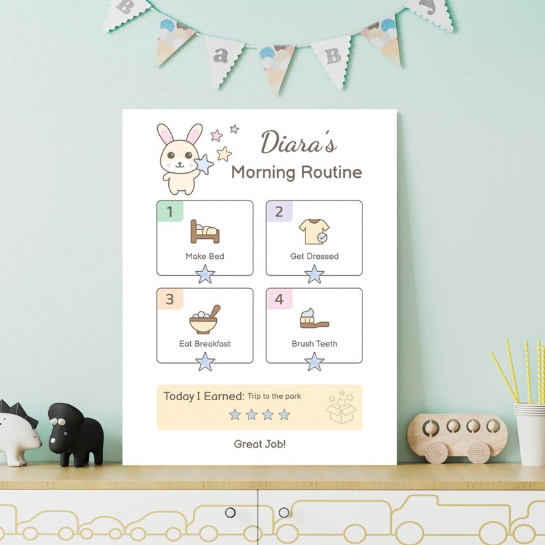 Editable Toddler Routine Chart: Morning & Evening Visual Schedule Canva ...