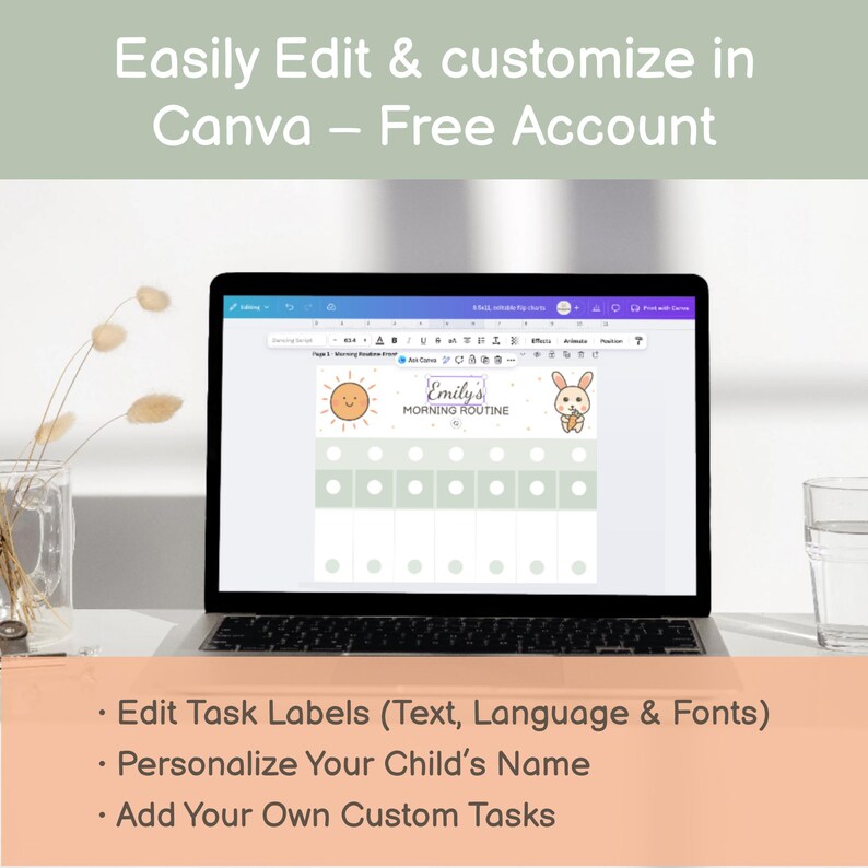 Editable Kids Routine Chart, Daily Visual Schedule (digital Download ...
