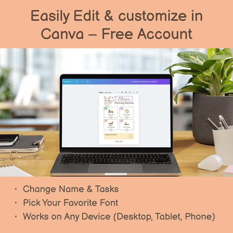 Editable Toddler Routine Chart: Morning & Evening Visual Schedule Canva ...