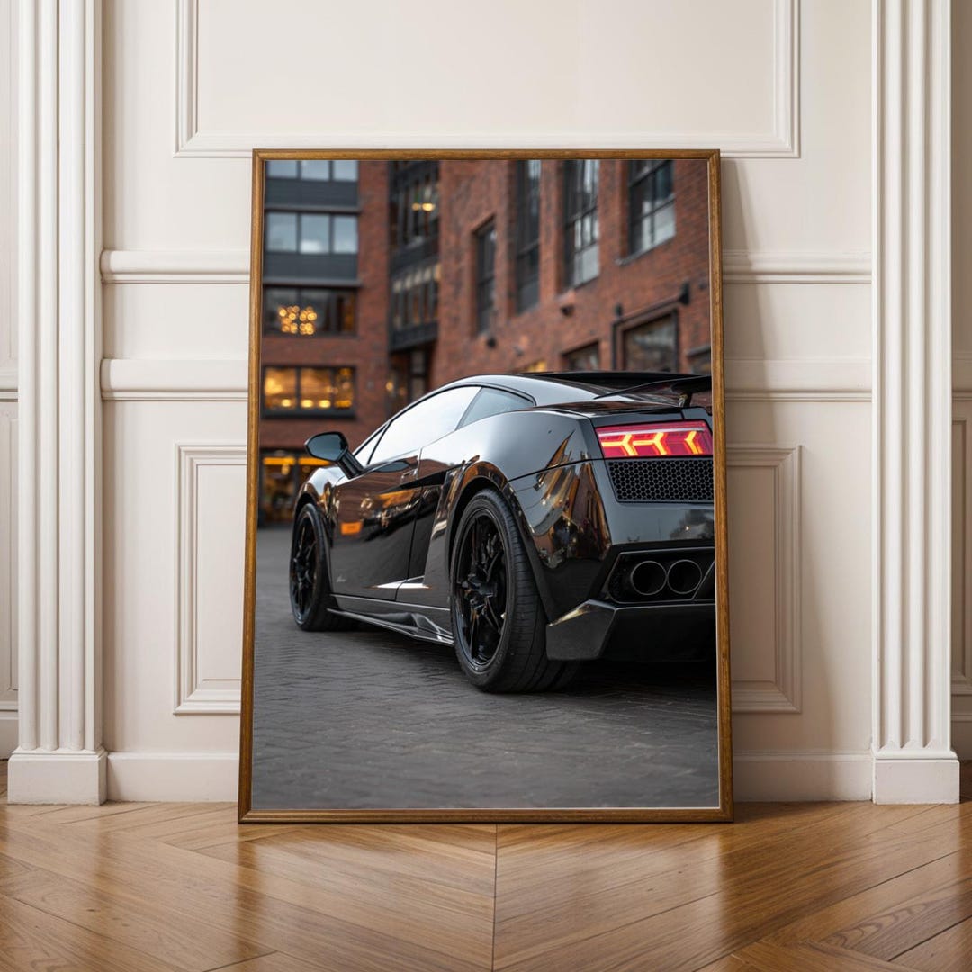 Black Lamborghini Gallardo Poster | Supercar Photo Print | City Street ...