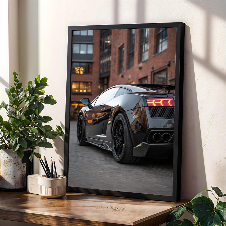 Black Lamborghini Gallardo Poster | Supercar Photo Print | City Street ...