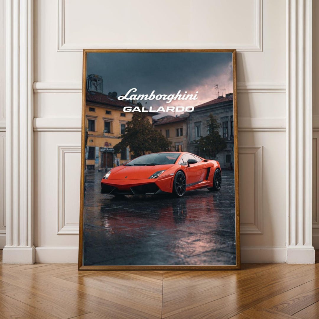 Lamborghini Gallardo Wall Art Print | Orange Supercar Poster | European ...