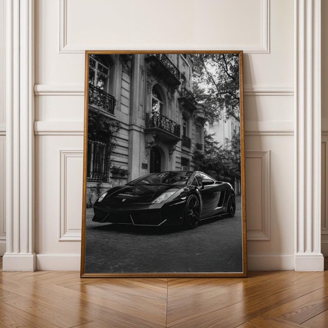 Black Lamborghini Gallardo Poster | Paris Street Luxury Supercar Wall ...