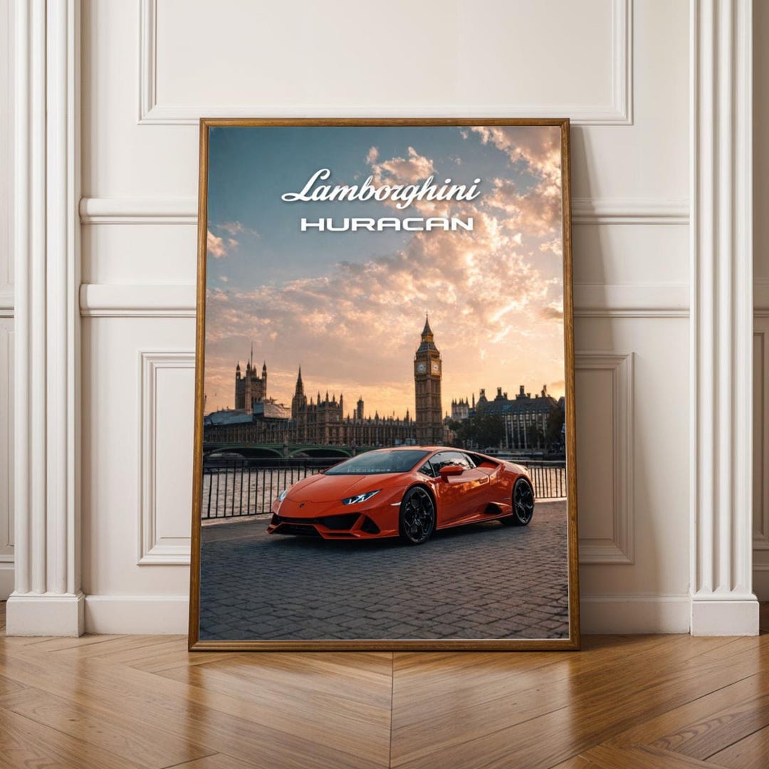 Lamborghini Huracan London Poster | Big Ben Supercar Wall Art ...
