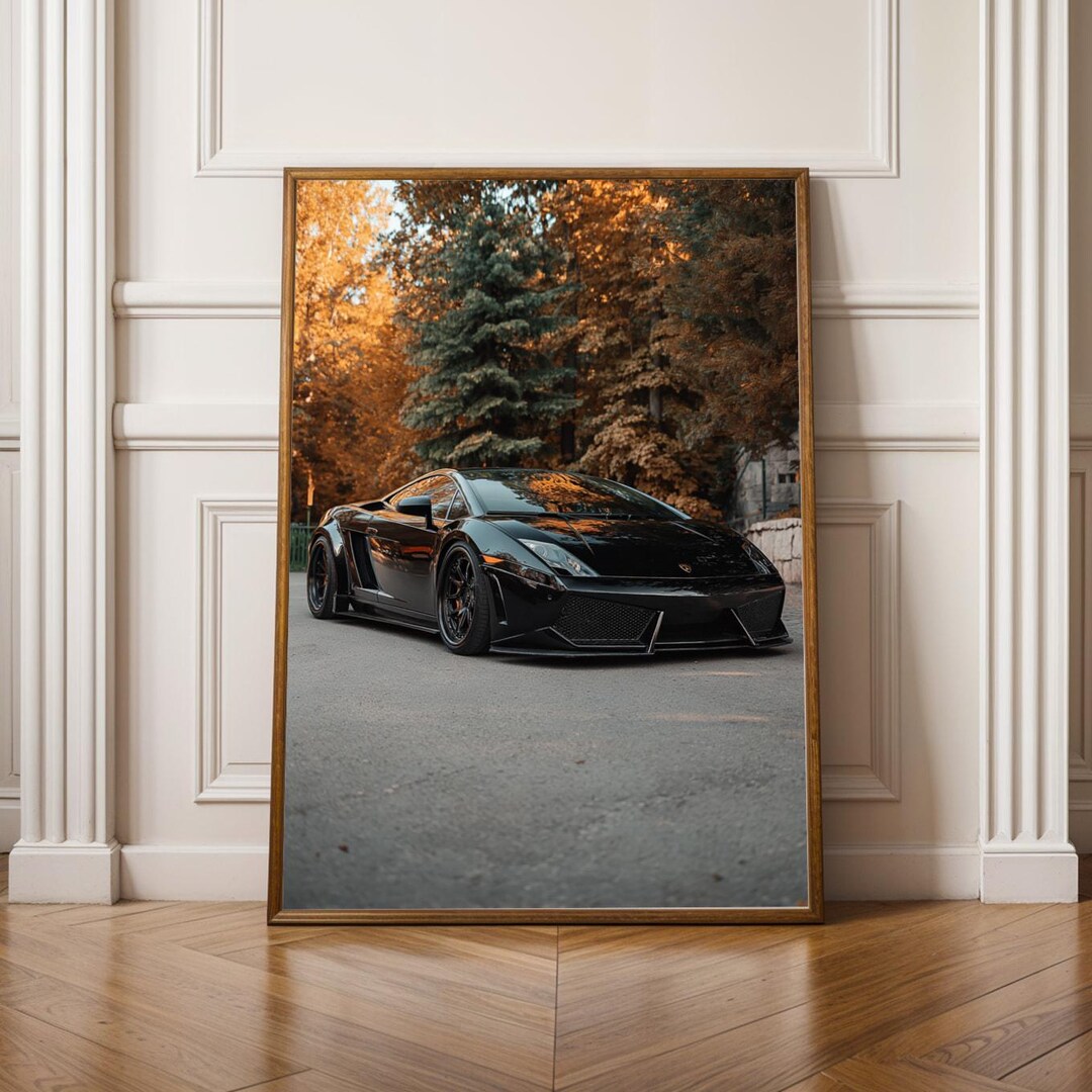 Black Lamborghini Gallardo Poster | Autumn Supercar Photo Print ...