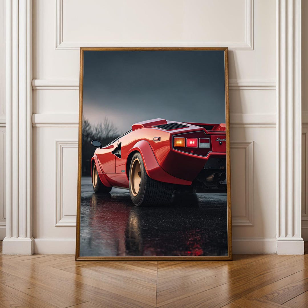 Lamborghini Countach Rear Angle Wall Art | Cinematic Supercar Poster ...