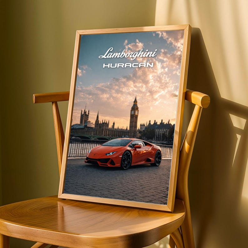 Lamborghini Huracan London Poster | Big Ben Supercar Wall Art ...