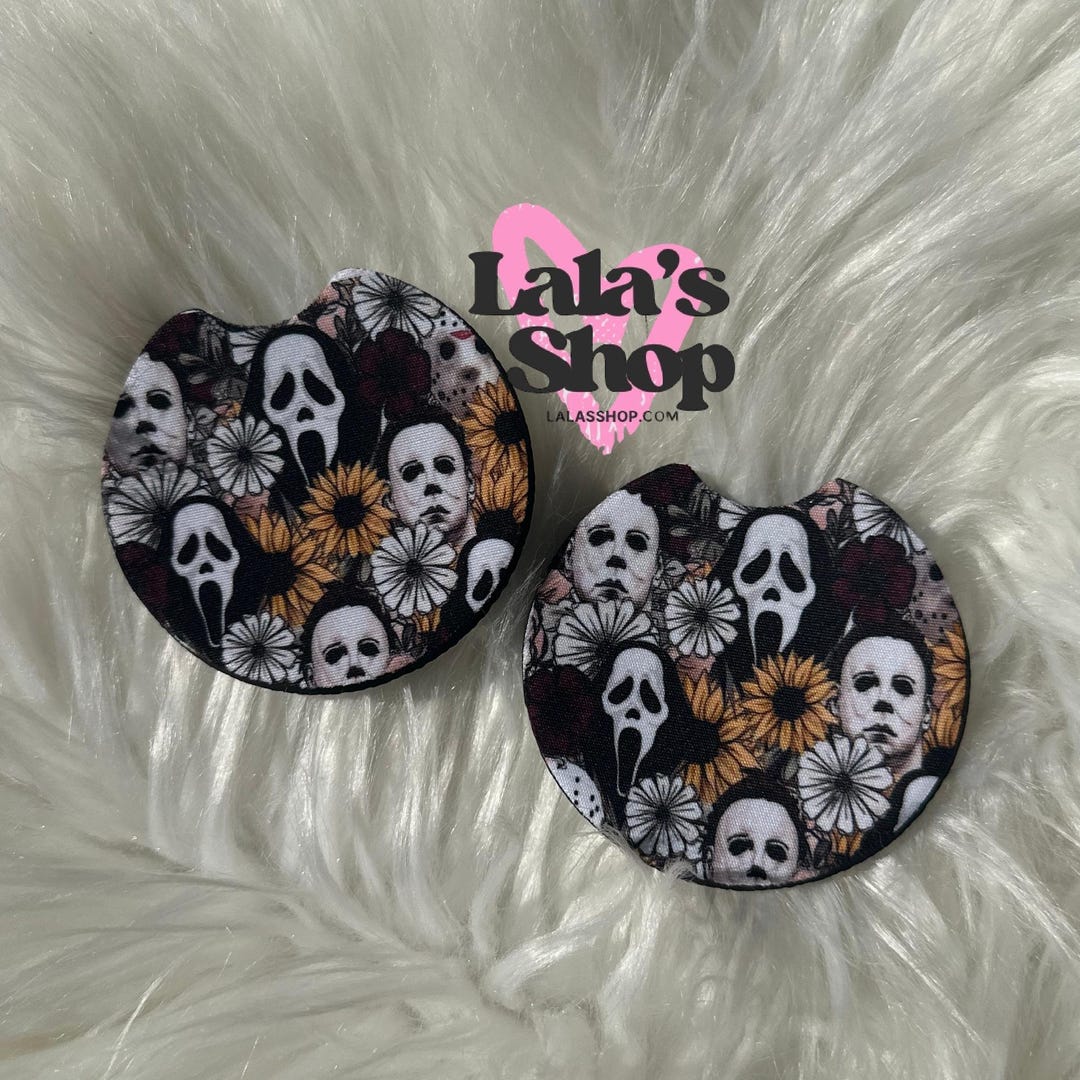 Flower Halloween Ghost Face Michael Myers Car Coasters - Set of 2 - Etsy