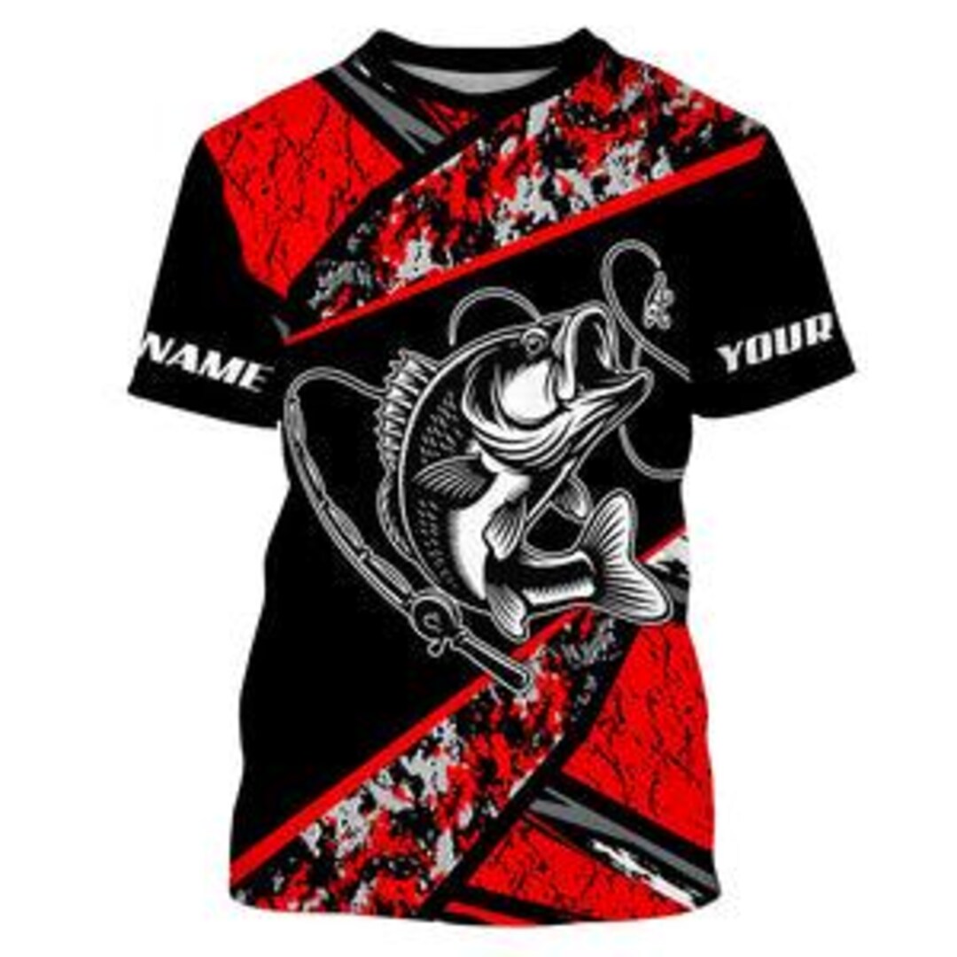 Bass Fishing Shirt for Men, Angler Graphic T Shirt, Custom Name Fishing ...