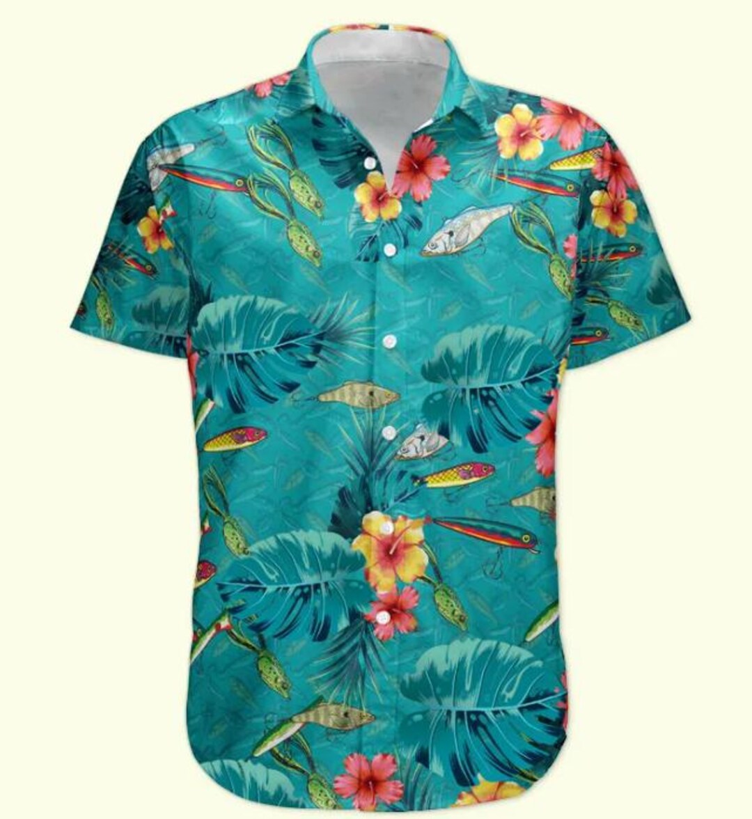 Fishing Hawaiian Shirt, Tropical Fish Lure Aloha Shirt, Mens Angler ...