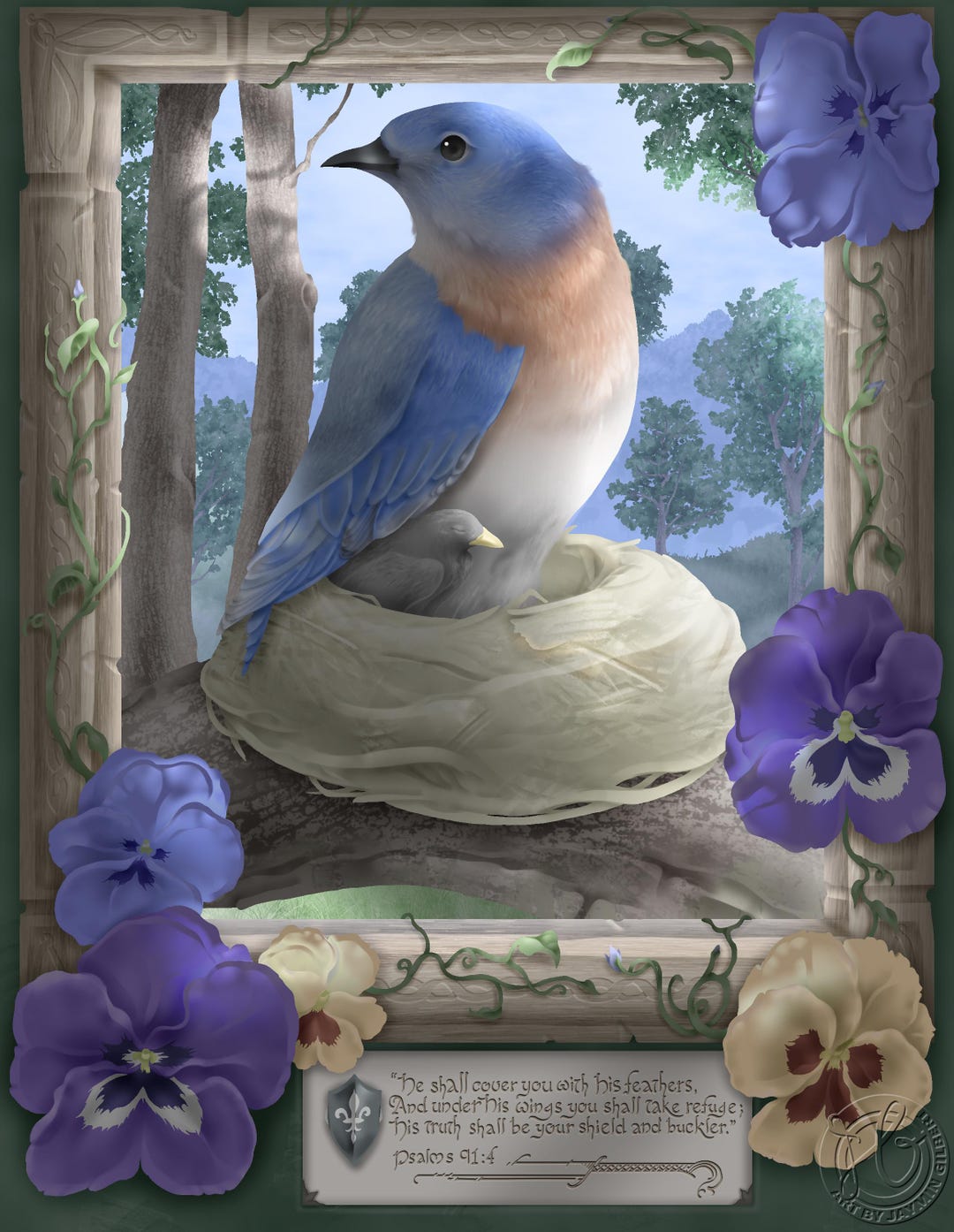 Eastern Bluebird at Springtime (digital Illustration) - Etsy