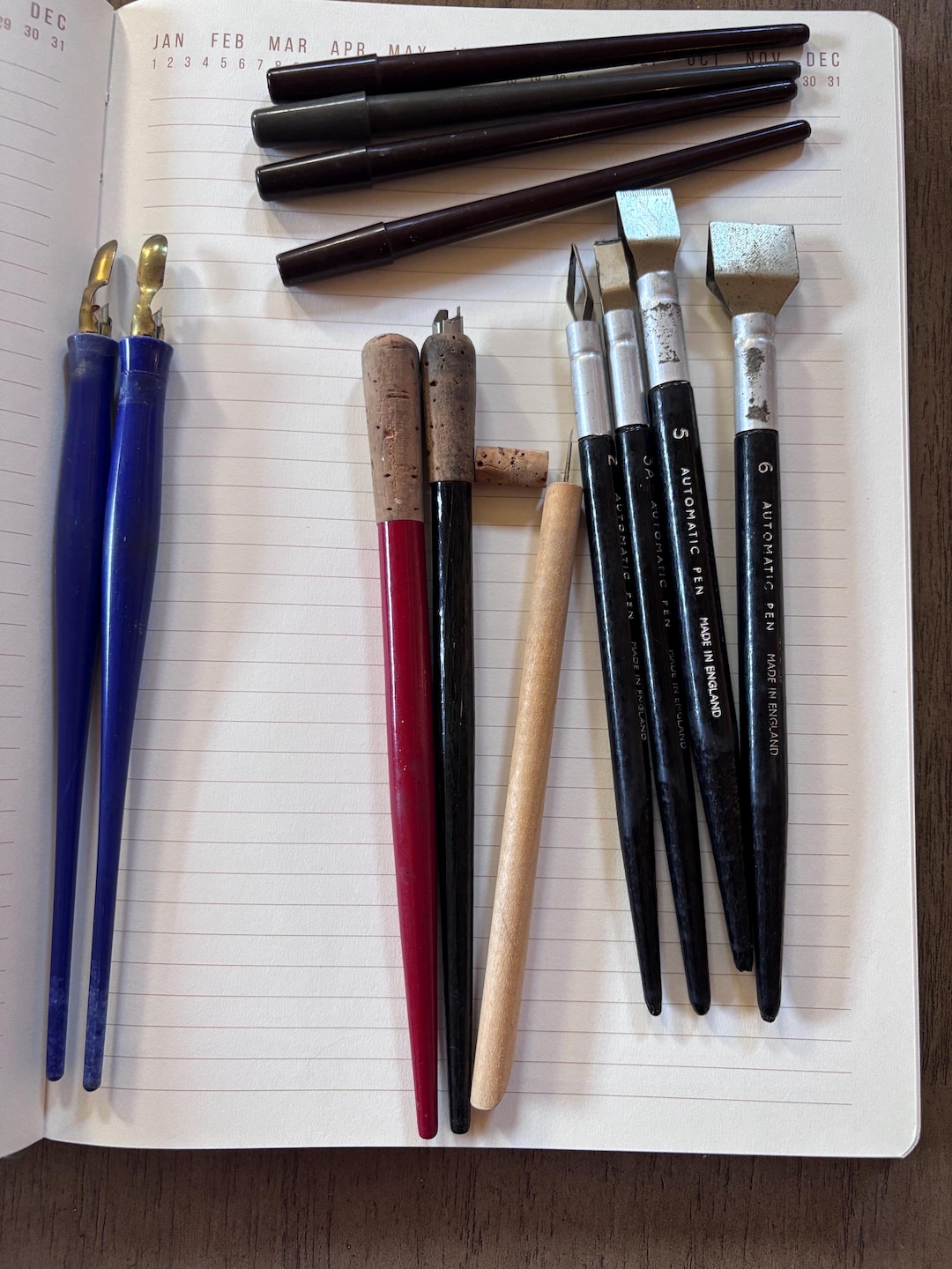 Vintage Calligraphy Pen Holder Bundle Automatic Pens Broad Nib Holders ...