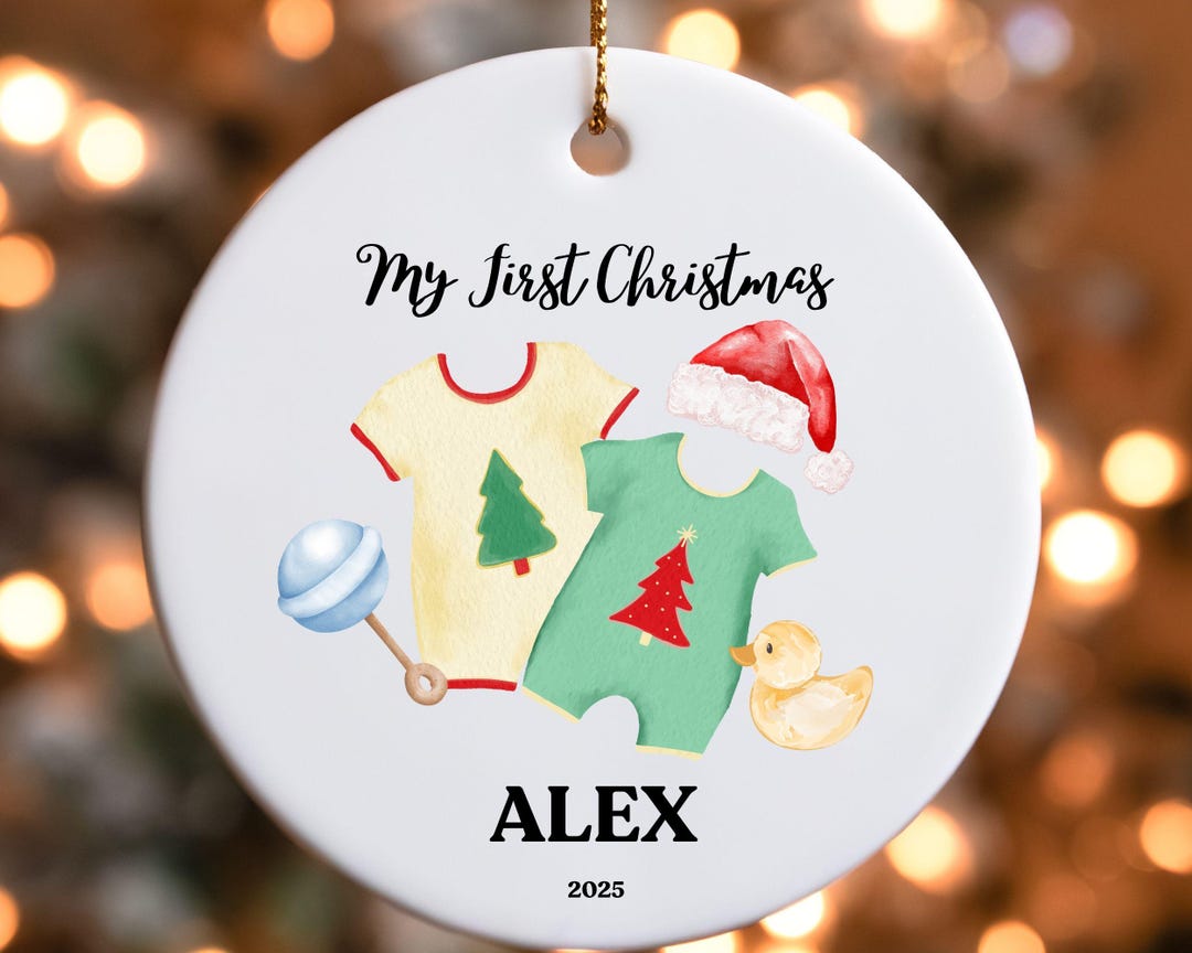 Personalized My First Christmas Baby Name Ornament, Custom Glass and ...