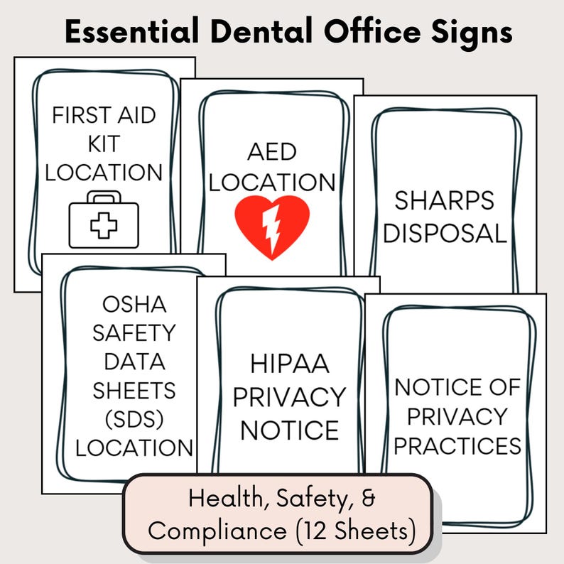 Dental Medical Office Printable Signs PDF, Printable Dentist ...