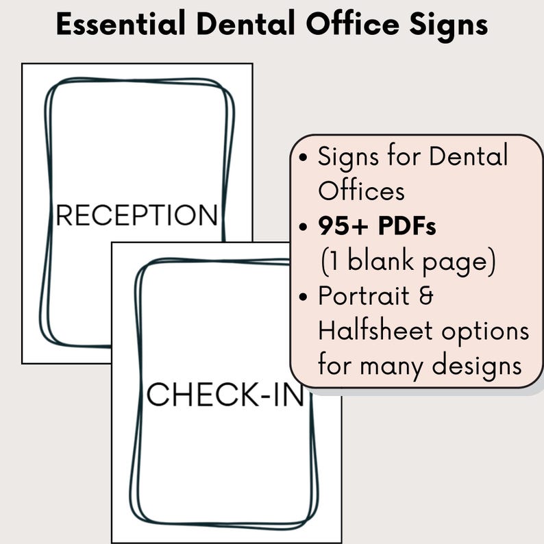 Dental Medical Office Printable Signs PDF, Printable Dentist ...