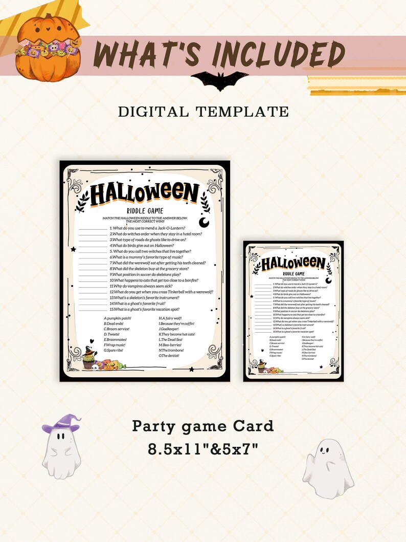 Halloween Party Games Halloween Riddle Game Activity for Adult Party ...