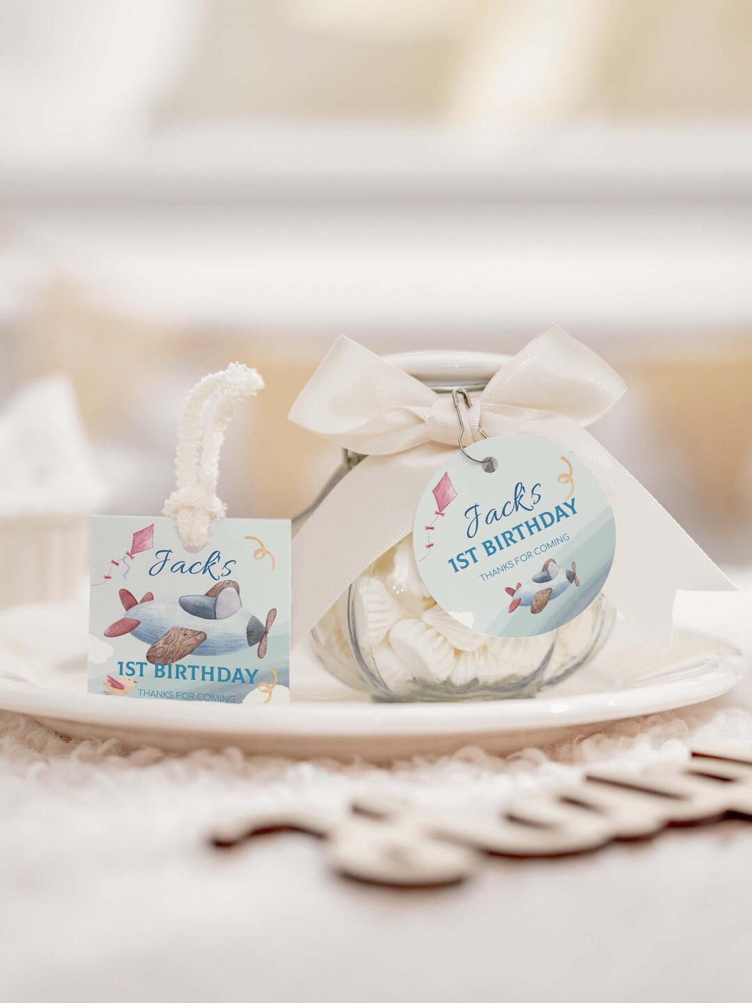 Editable 1st Birthday Gift Tag Template Airplane Favor Tags First ...