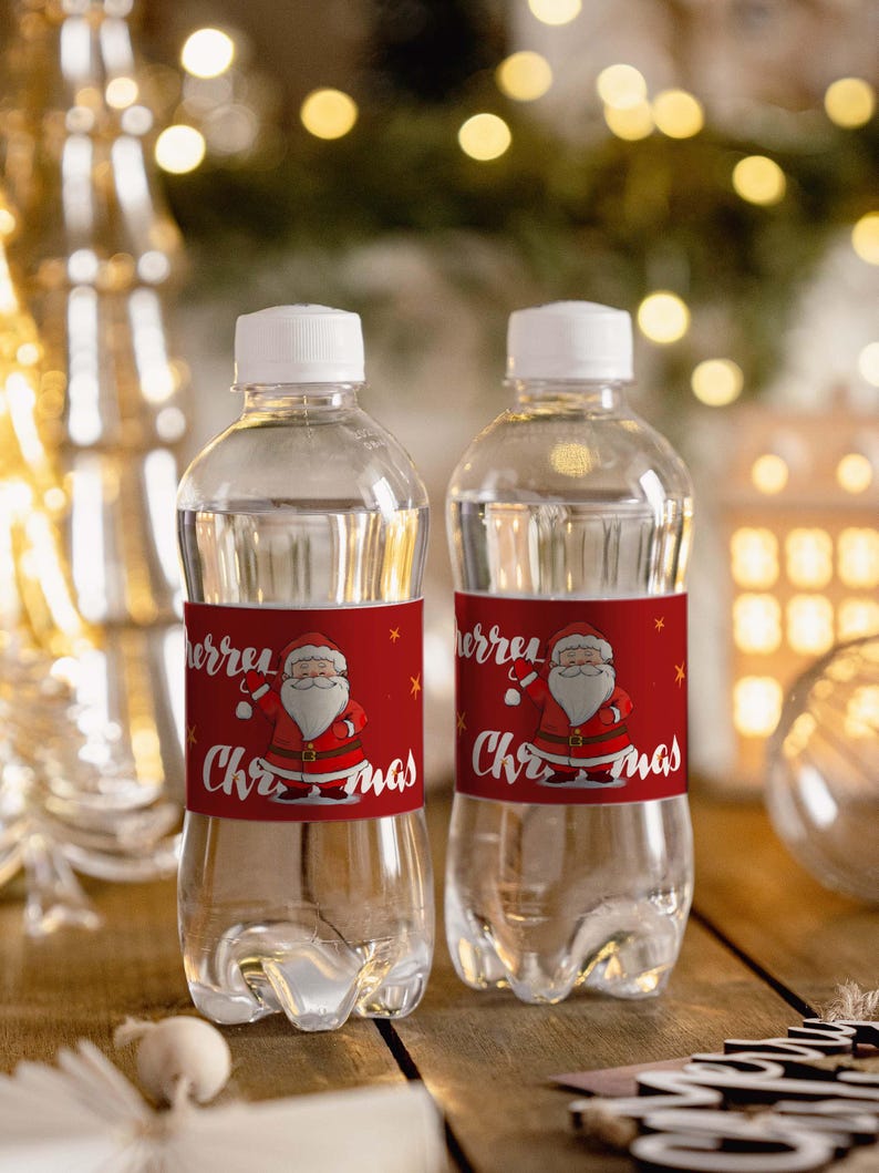 Christmas Water Bottle Labels, Santa Design,snowman Water Bottle ...