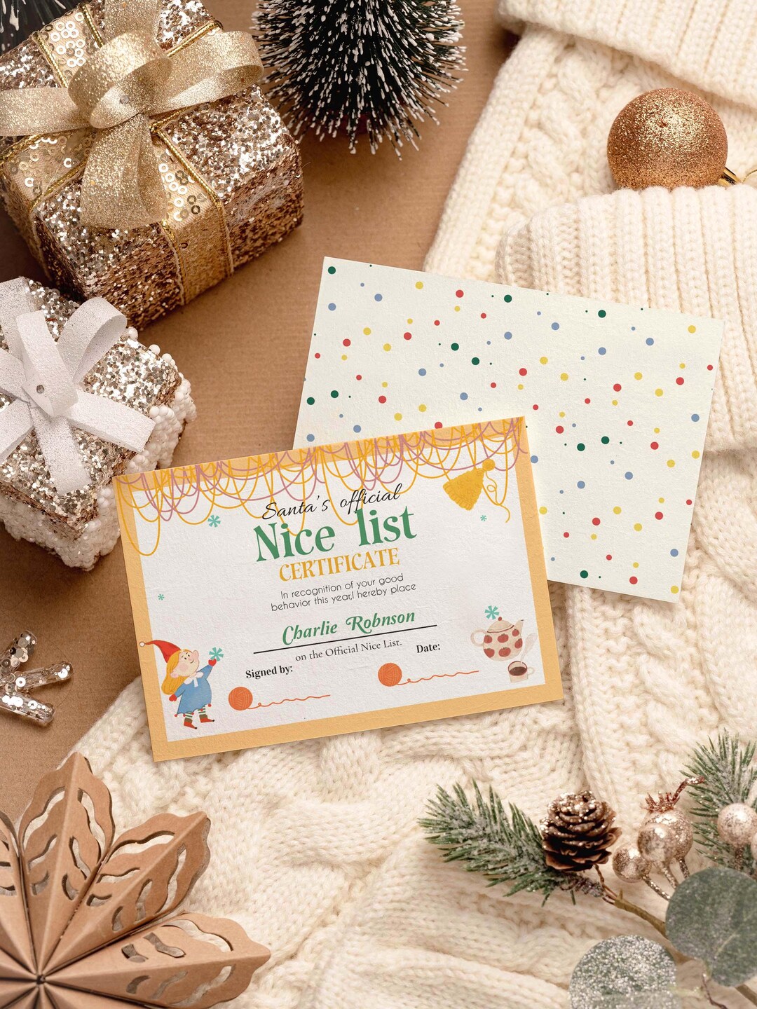 Editable Nice List Certificate Printable Santa Approved Award, Hand ...