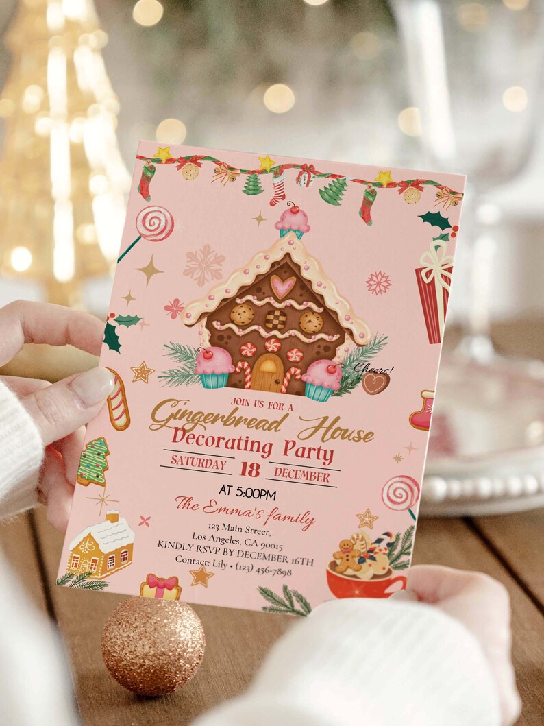 Editable Gingerbread House Party Invitation Christmas Cookie Decorating ...