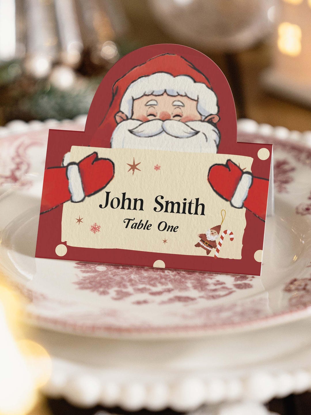 Editable Christmas Place Card Template Holiday Name Card Christmas ...