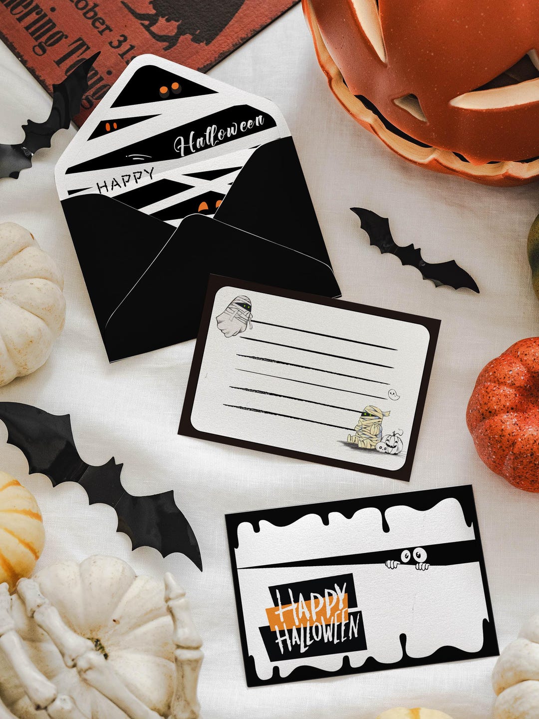 Mummy Thank You Card and Envelope Digital Download, Spooky Halloween ...