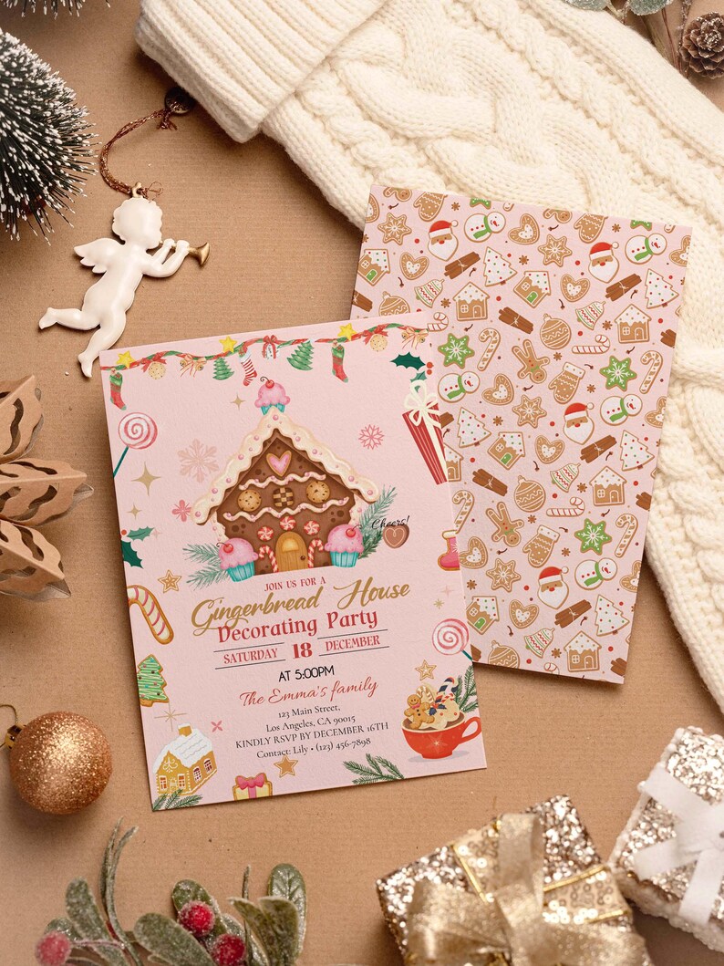 Editable Gingerbread House Party Invitation Christmas Cookie Decorating ...