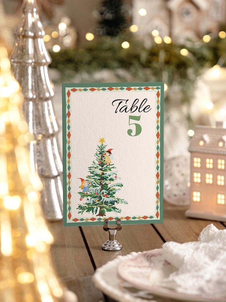 Editable Christmas Party Table Numbers, Holiday Table Number Card ...