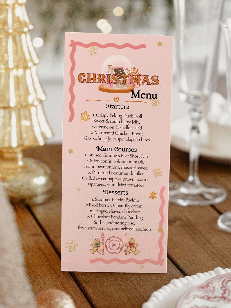 Gingerbread House Party Menu Template, Editable Christmas Menu ...