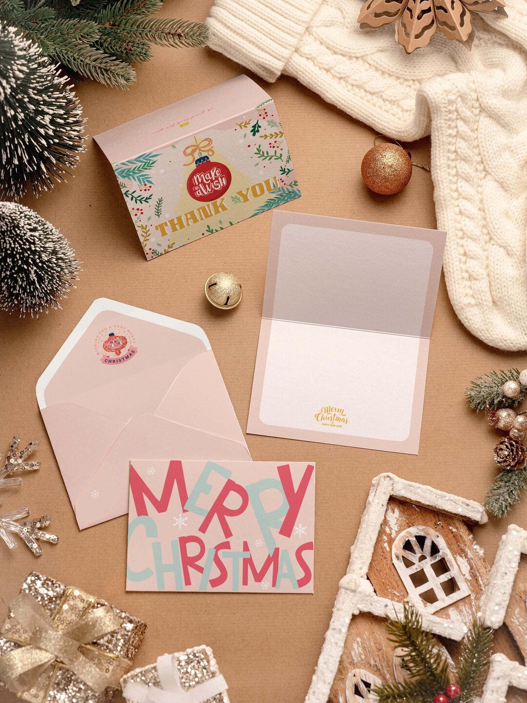 Printable Christmas Thank You Card Hand-painted Christmas Ornament ...