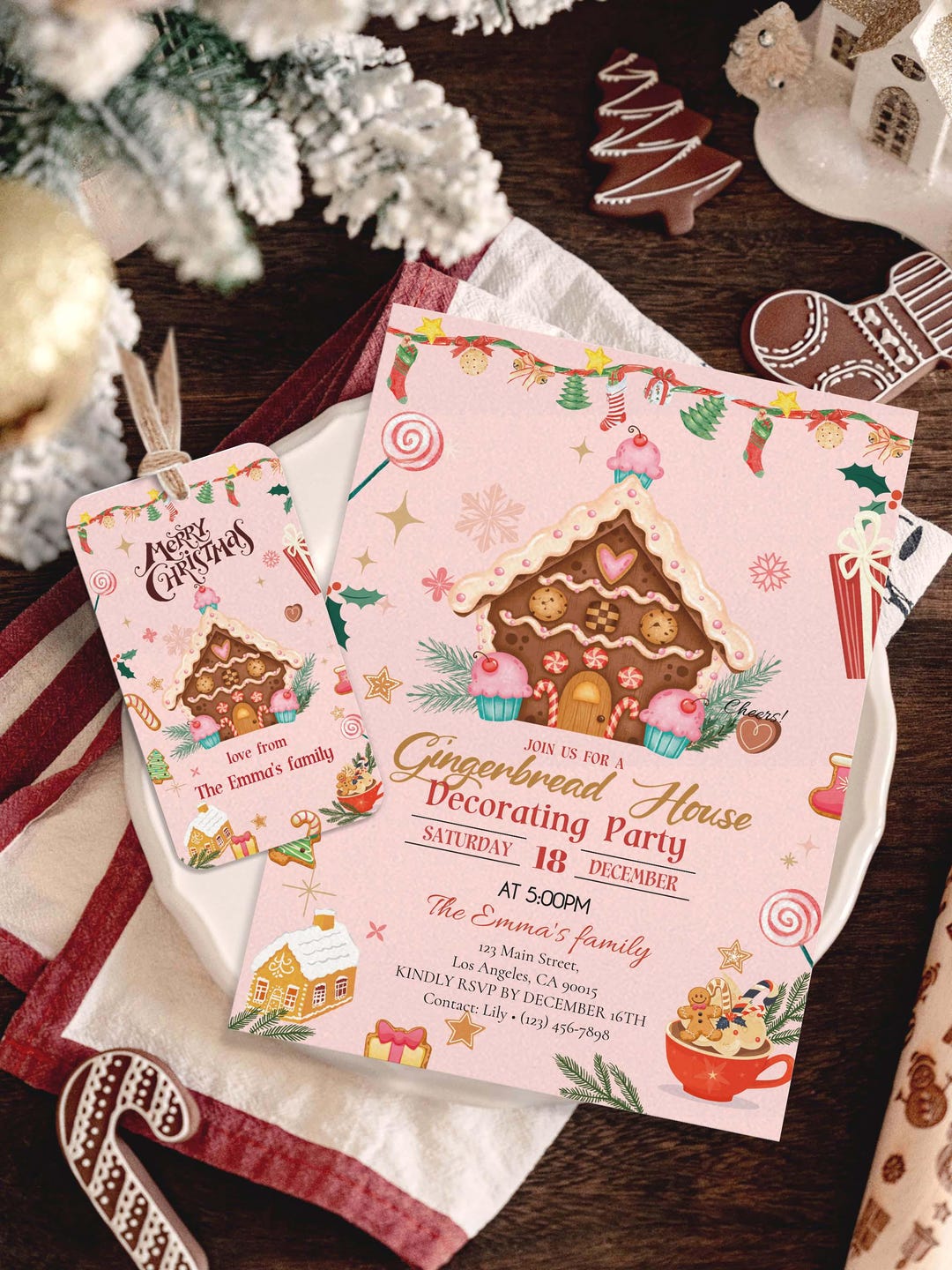 Editable Gingerbread House Party Invitation Christmas Cookie Decorating ...