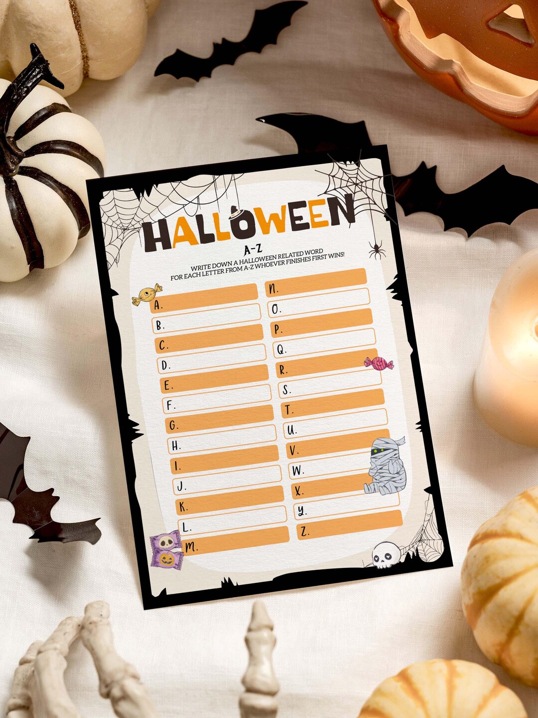 Halloween Family Party Games Halloween A-Z Game Activity for Adults ...